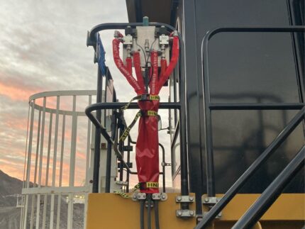 Customised Hydraulic Hose Burst Sleeving protecting Maintainers
